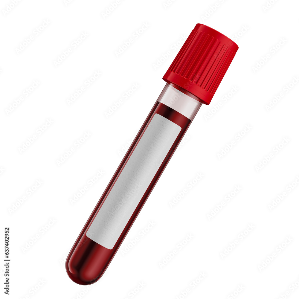 test tube with red blood and transparent background premium 3d render ...