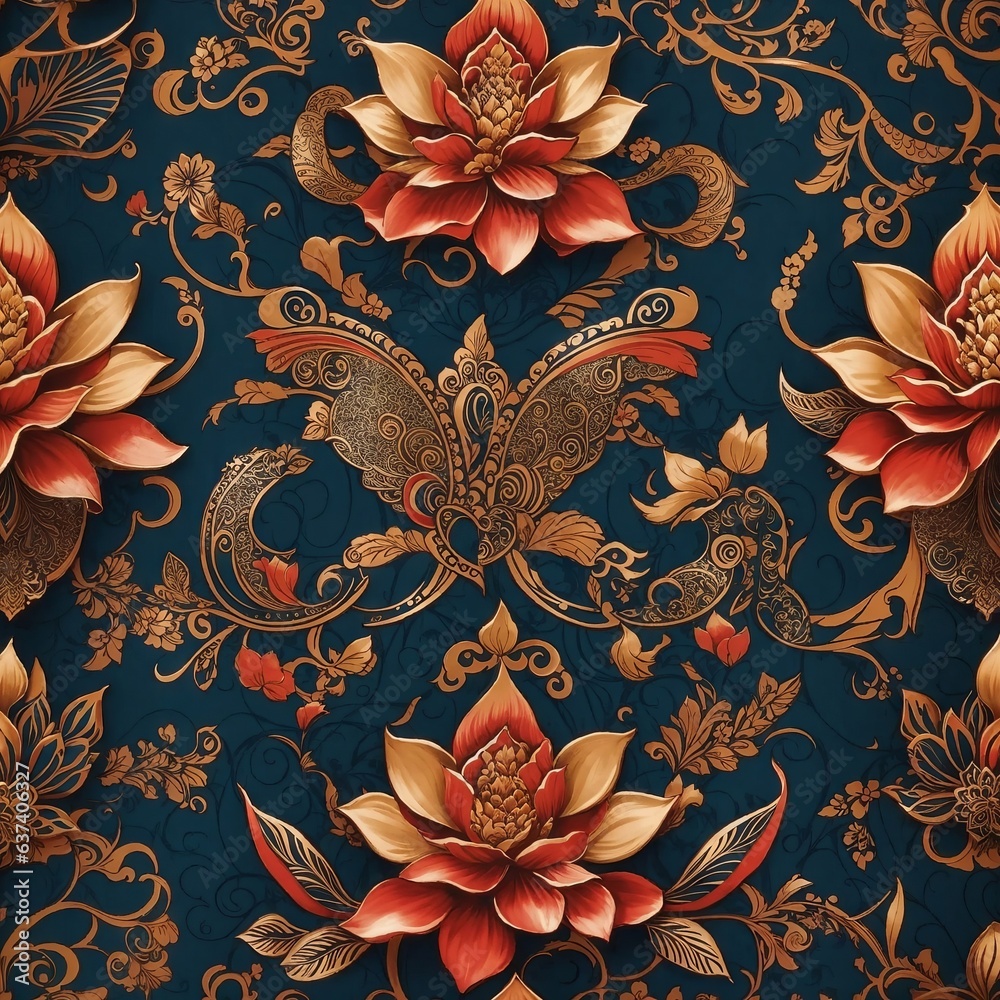 lotus, flower, thai, vector, background, design, illustration, pattern ...