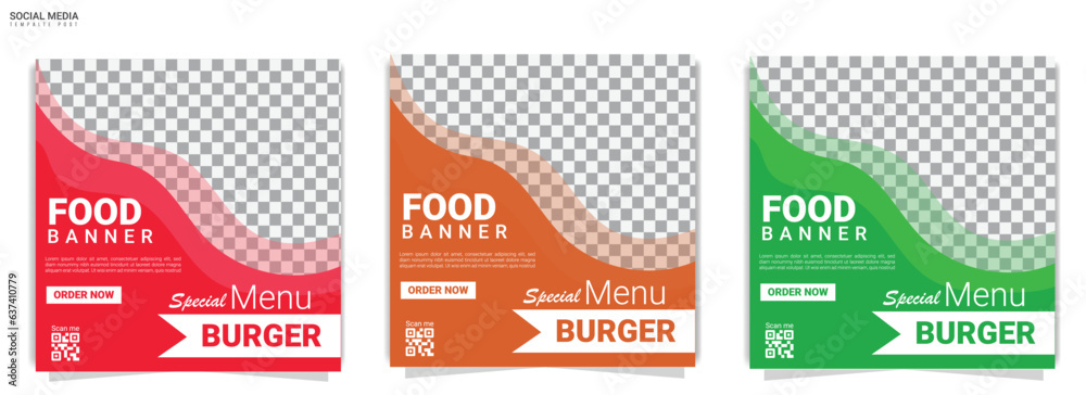 Set of Editable square Food new menu design template. Suitable for ...