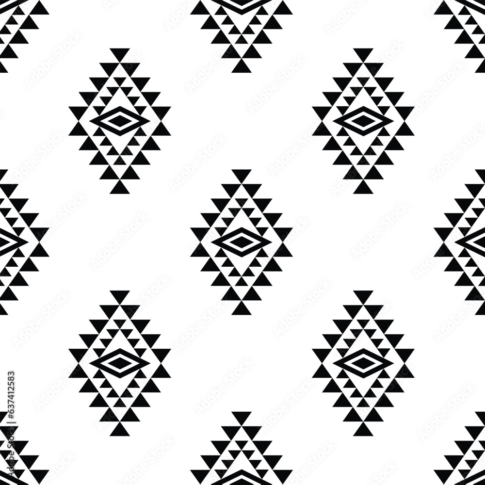 Ethnic geometric seamless repeat pattern. Aztec and Navajo tribal ...