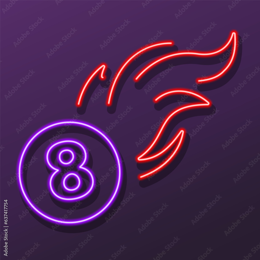 billiards neon sign, modern glowing banner design, colorful modern ...