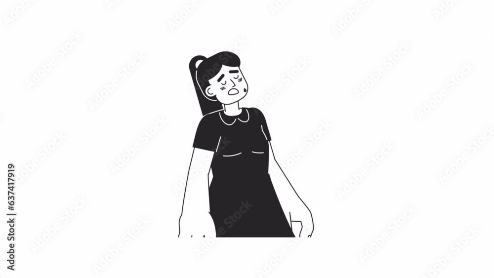 Upset girl with dropping tears and open mouth bw 2D character animation ...