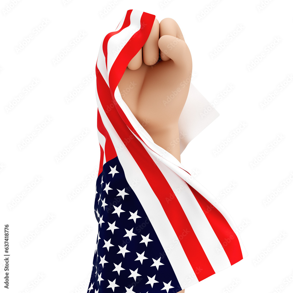 The Clenched Fist or Raised Fist in 3D: Symbol of Solidarity, with Flag ...