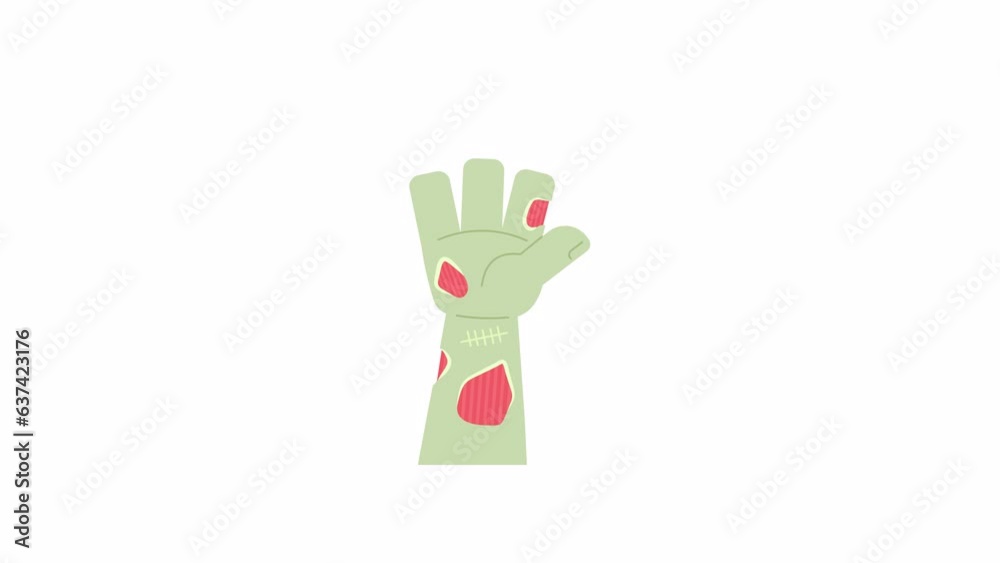 Zombie hand sticking out 2D character hand animation. Bursting out of ...