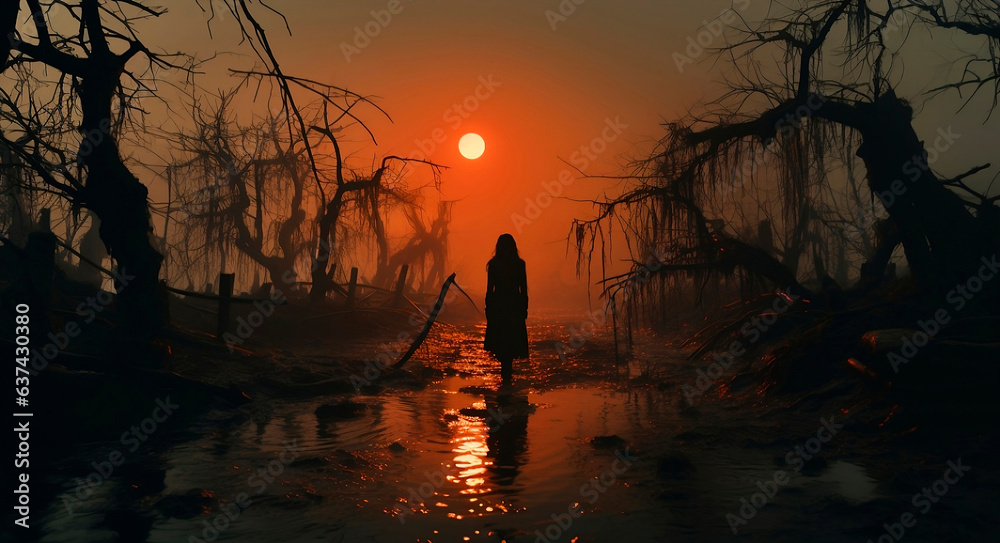 Nightmare, RedSky, Silhouette, Woman, Eerie, Fear, Surreal, Haunting ...