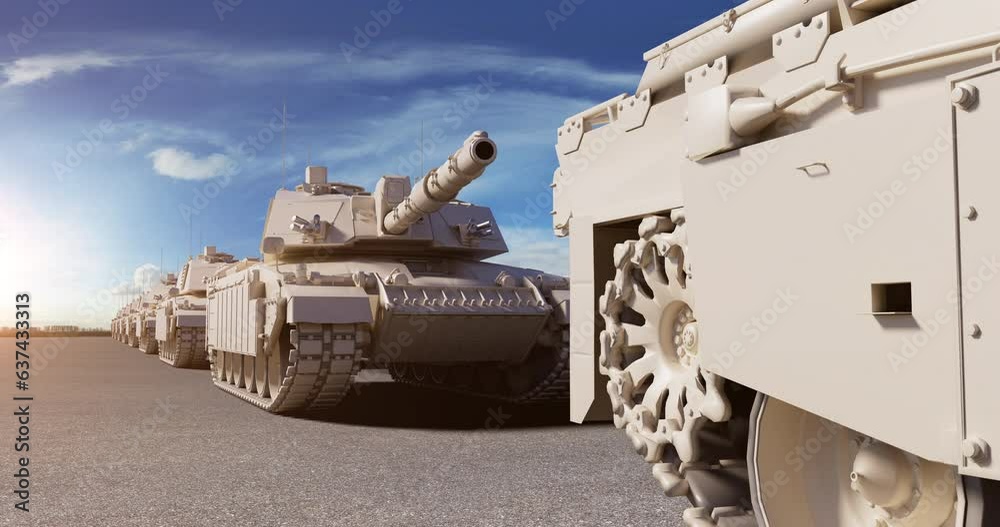 Advancing Armored Forces. Tanks Leading the Way. Group Of Advanced ...