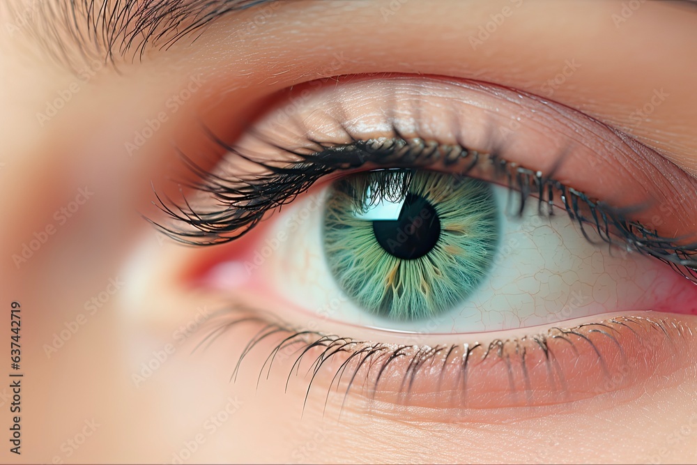 Beautiful Female Eye with Long False Eyelash Extension on a Plain ...