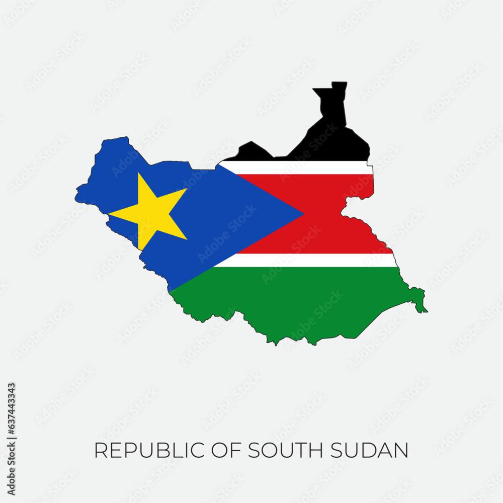 South Sudan map and flag. Detailed silhouette vector illustration Stock ...