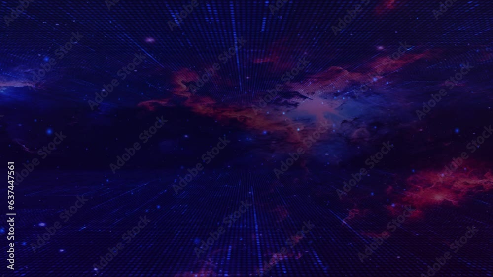 Flight in space with simulation of galaxies and nebulae. Space flight ...