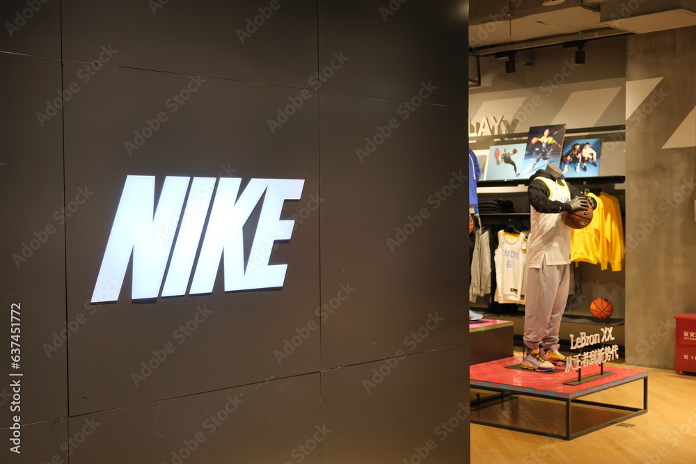 Shanghai,China-March 8th 2023: NIKE retail store brand logo sign. Stock ...