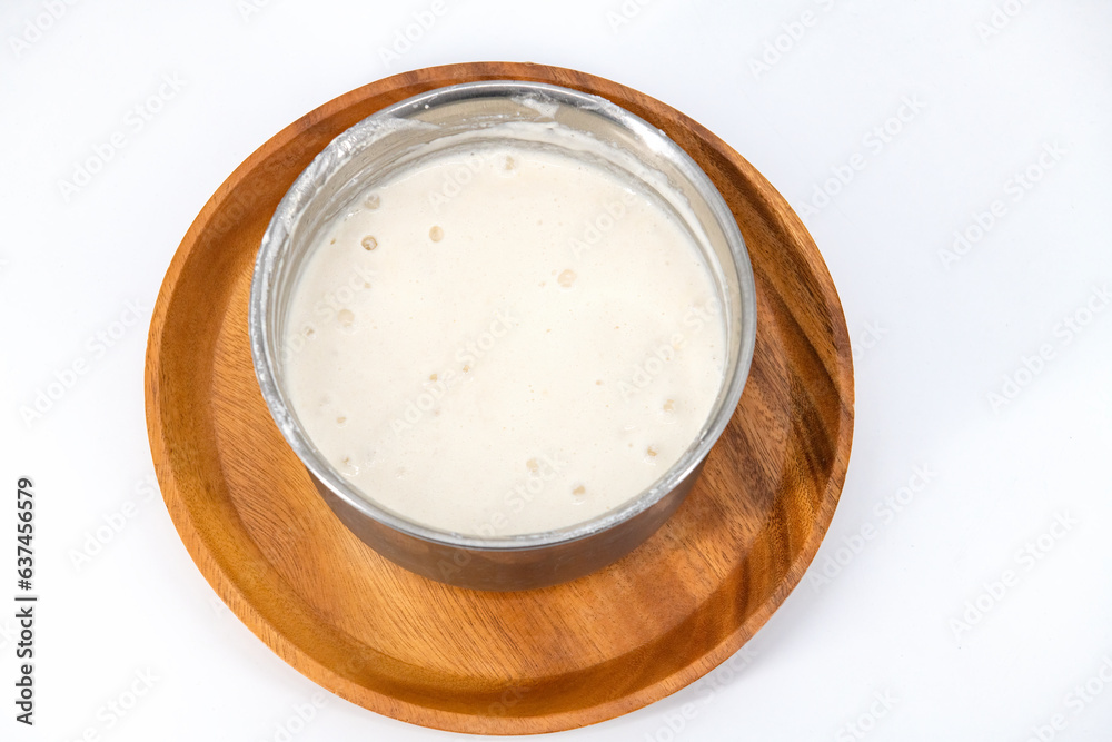 Selective focused image of fermented batter for idli and dosa in an ...