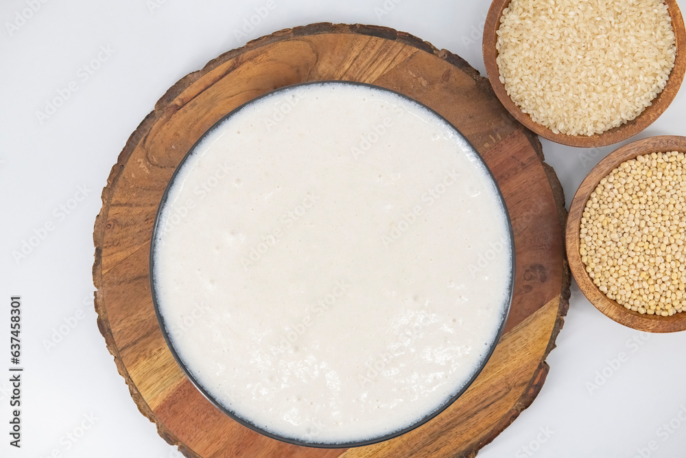 Selective focused image of fermented batter for idli and dosa in an ...