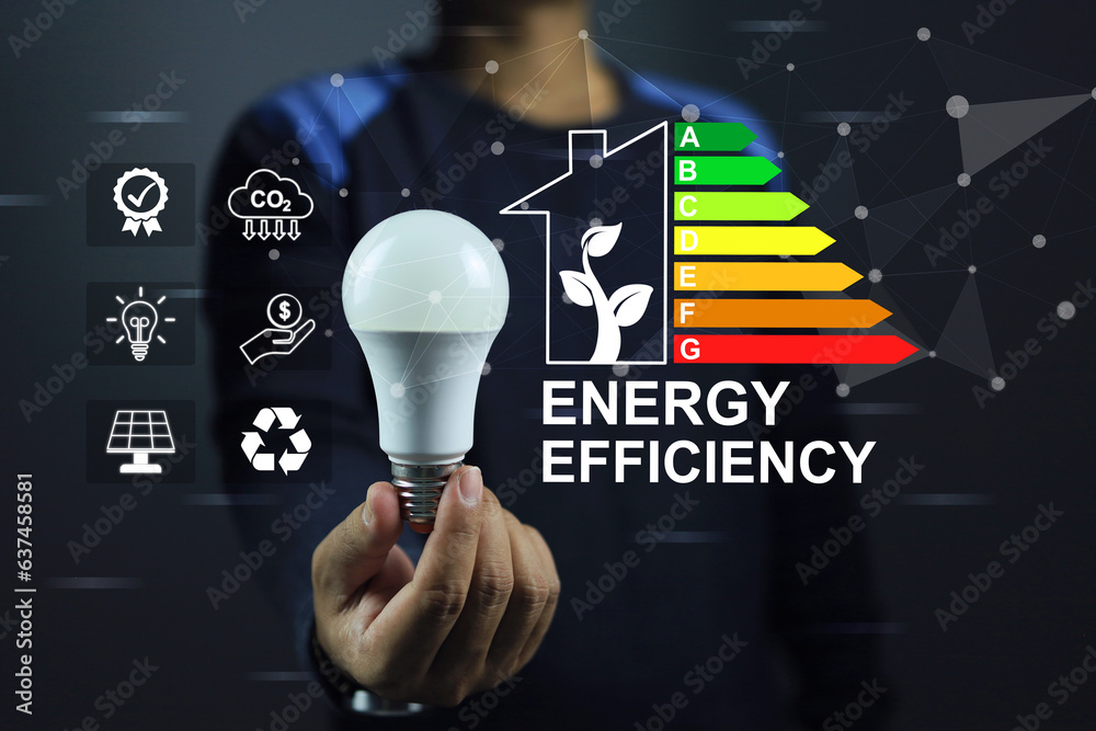 Man holding LED lamp to save energy no longer incandescent light bulb ...