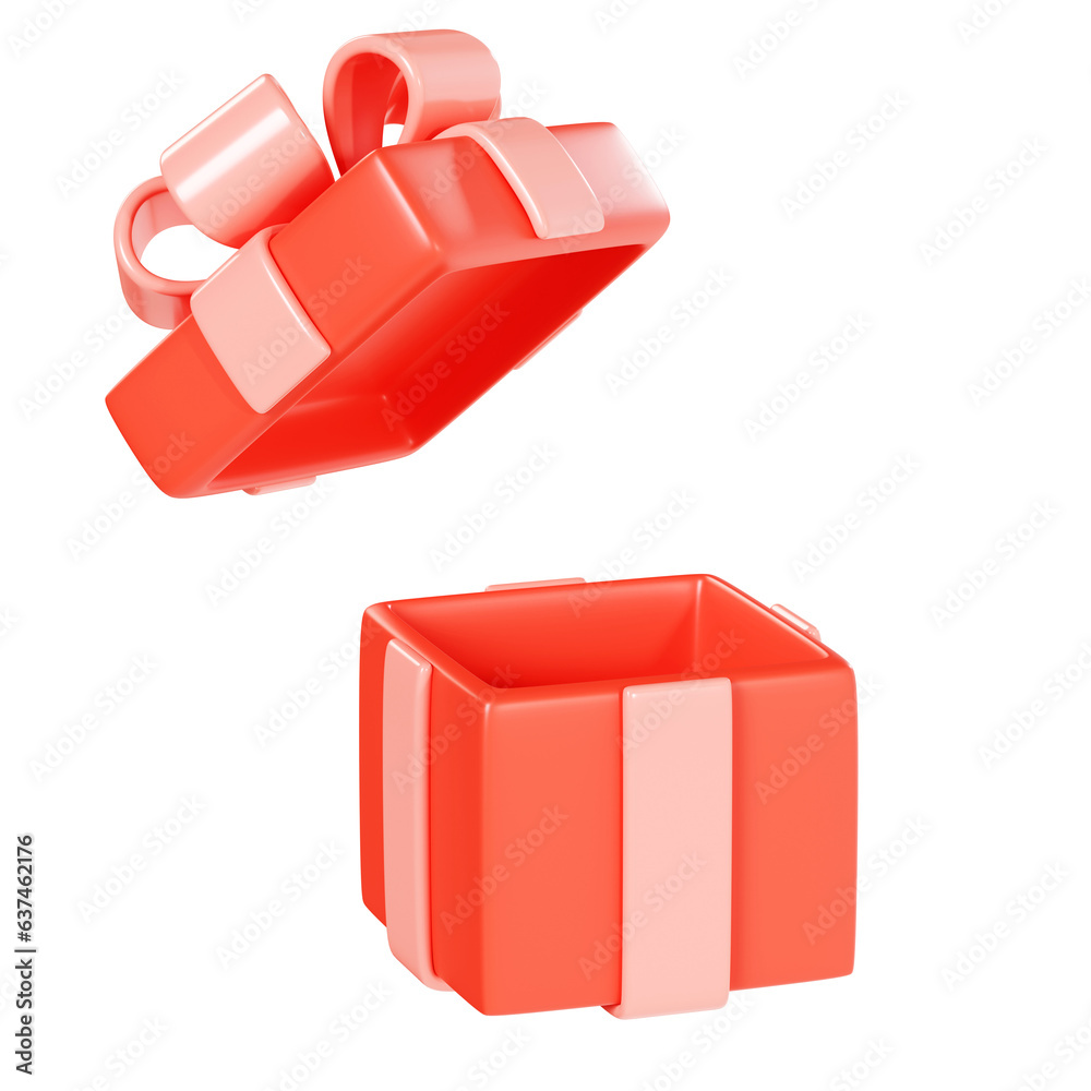 Open gift box with lid floating in air 3d render illustration - empty ...