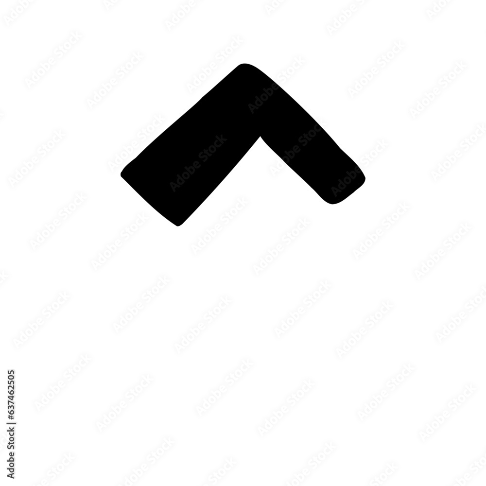 Symbol caret bold font in doodle hand drawn style isolated on white ...