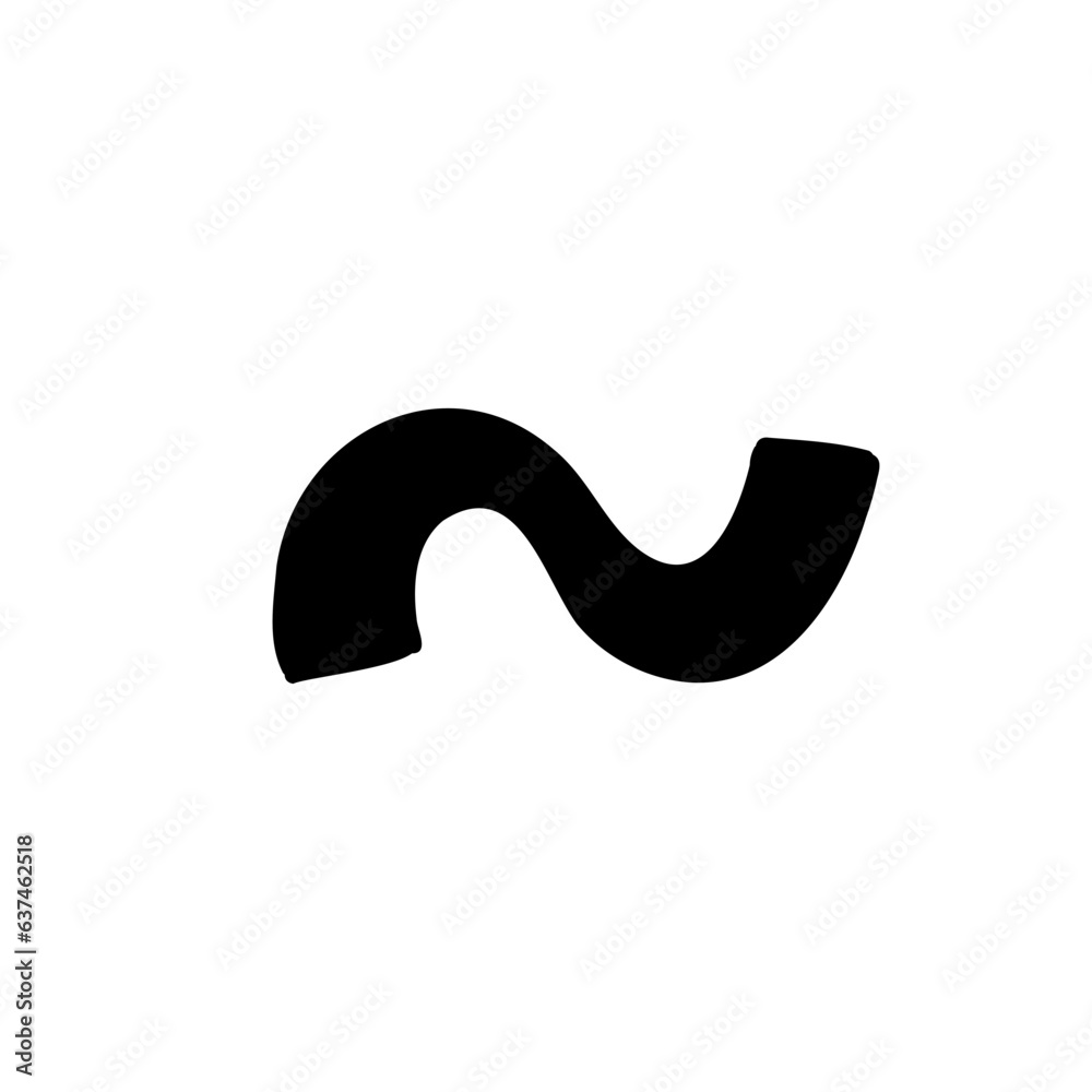 Symbol tilde bold font in doodle hand drawn style isolated on white ...
