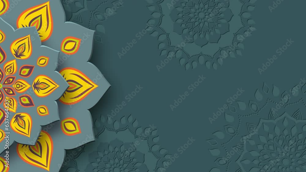 Rotating Indian Rangoli with copy space. Diwali festival of lights ...