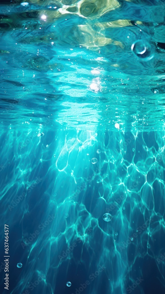 deep sea in shallow water, tropical ocean colors. vertical Abstract ...