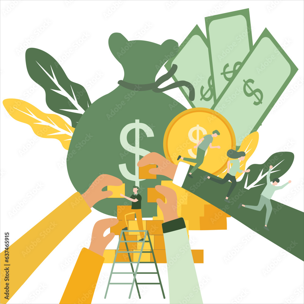 Vector illustration about employee productivity, time value of money ...