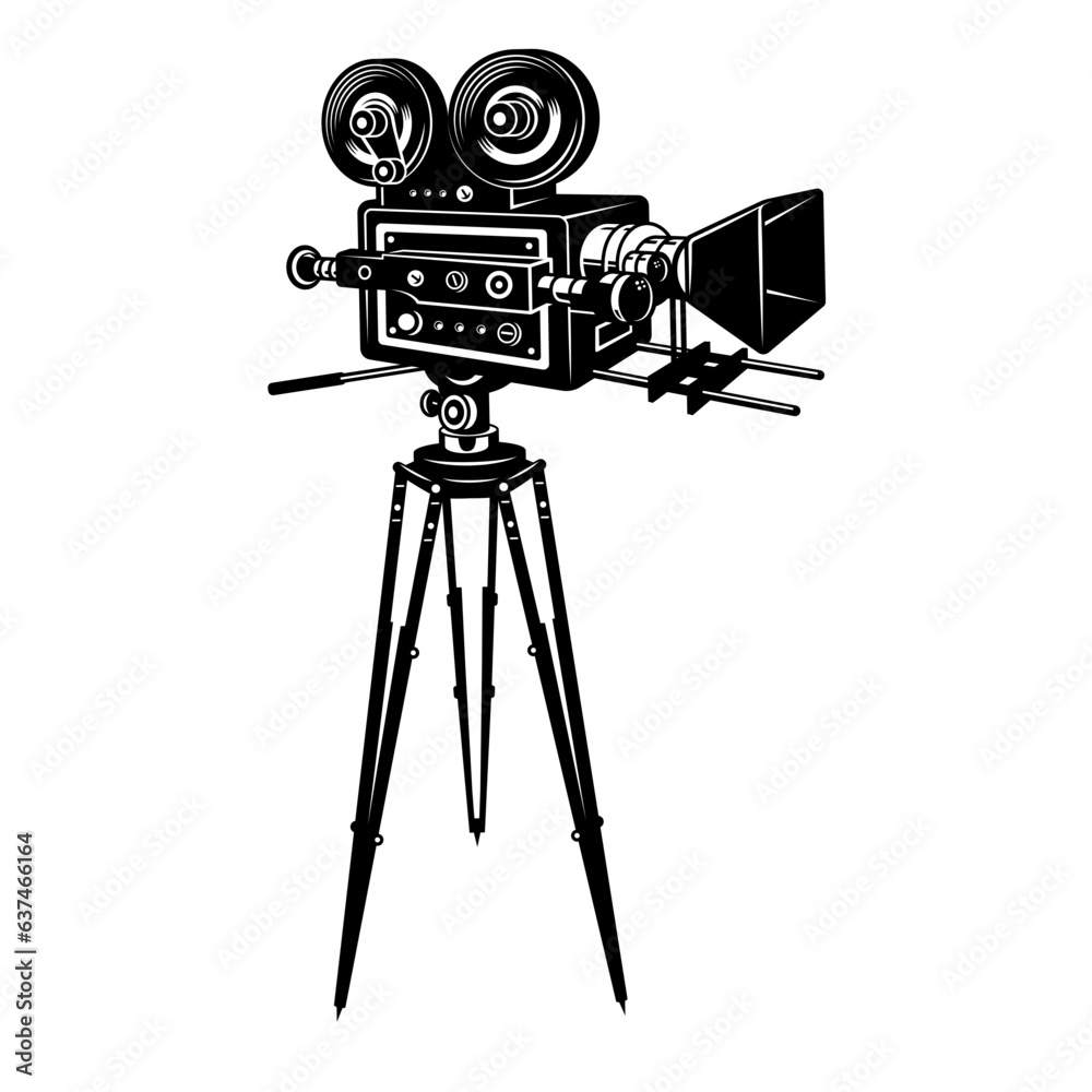 movie camera silhouette isolated on white background Stock Vector ...