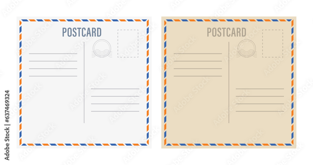 Vintage postcard with white paper texture. Travel postcard template ...