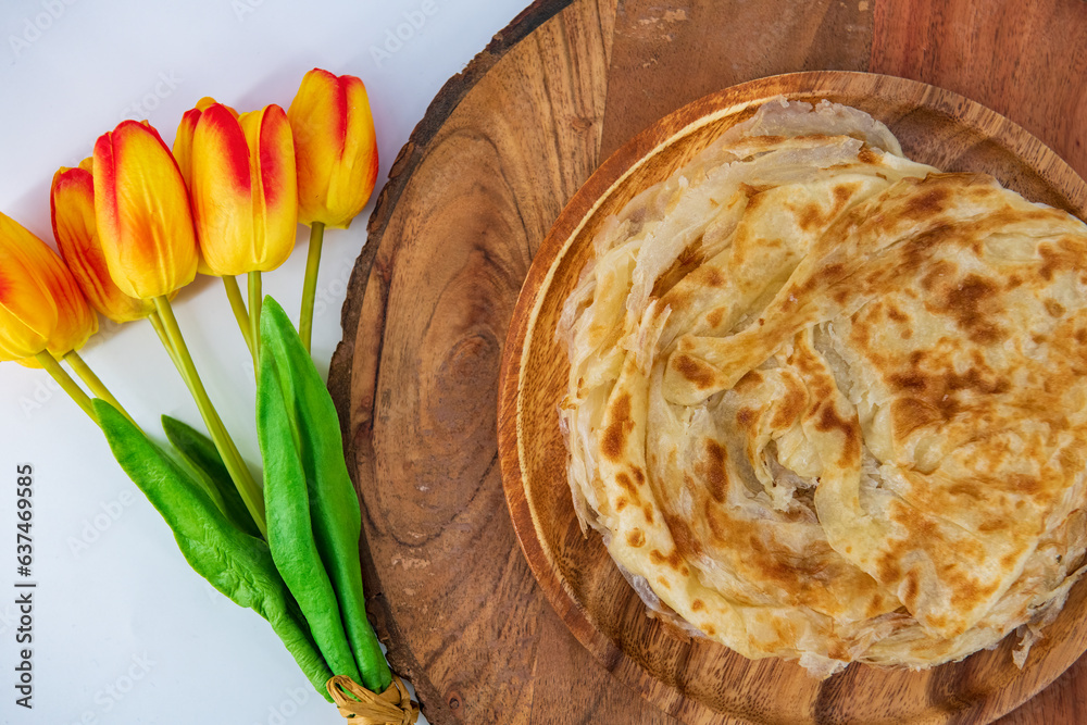 Malabar parota in an isolated background. South Indian Porata in a ...
