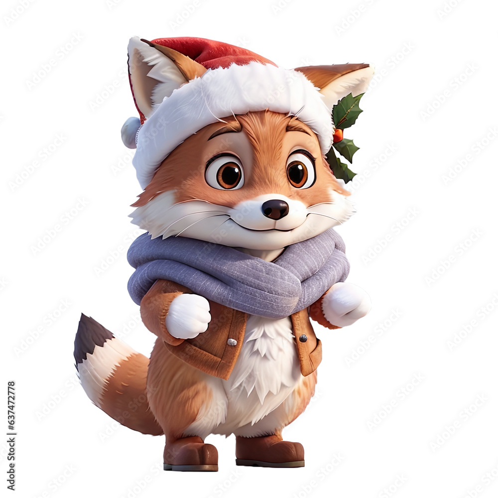 Santa Hat Animals Xmas Fox SVG Winter Clipart, Animals SVG Bundle fox ...
