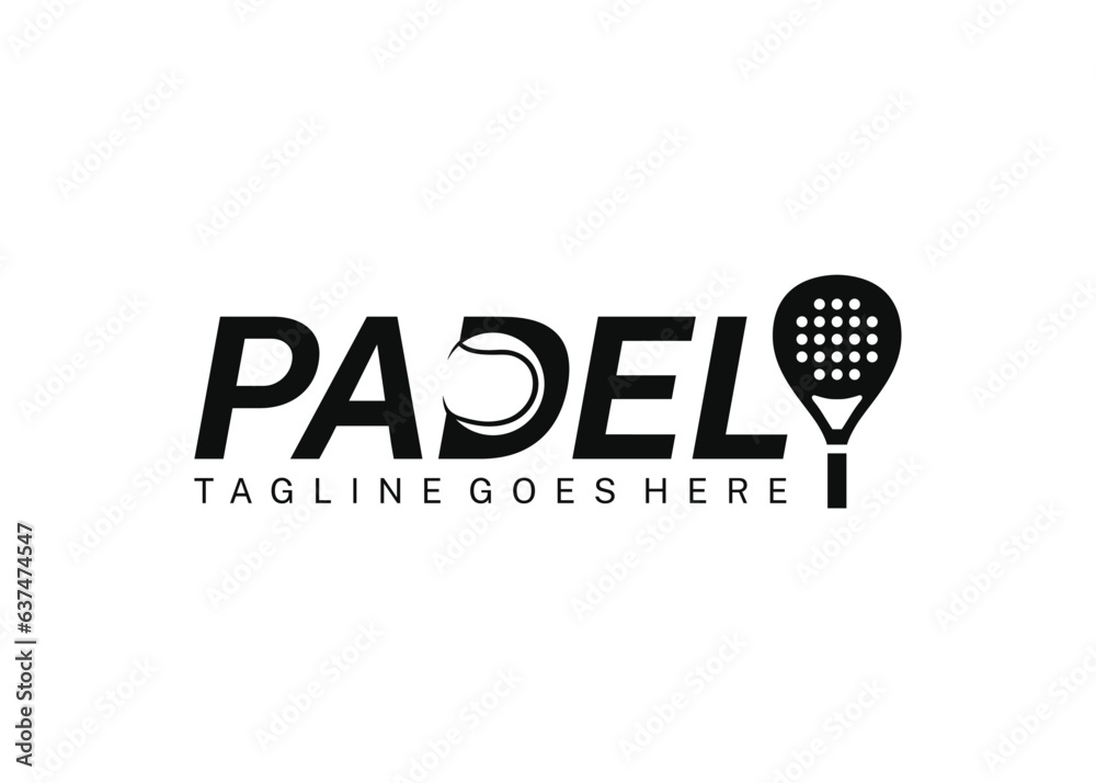 Padel racket and ball logo design vector Stock Vector | Adobe Stock