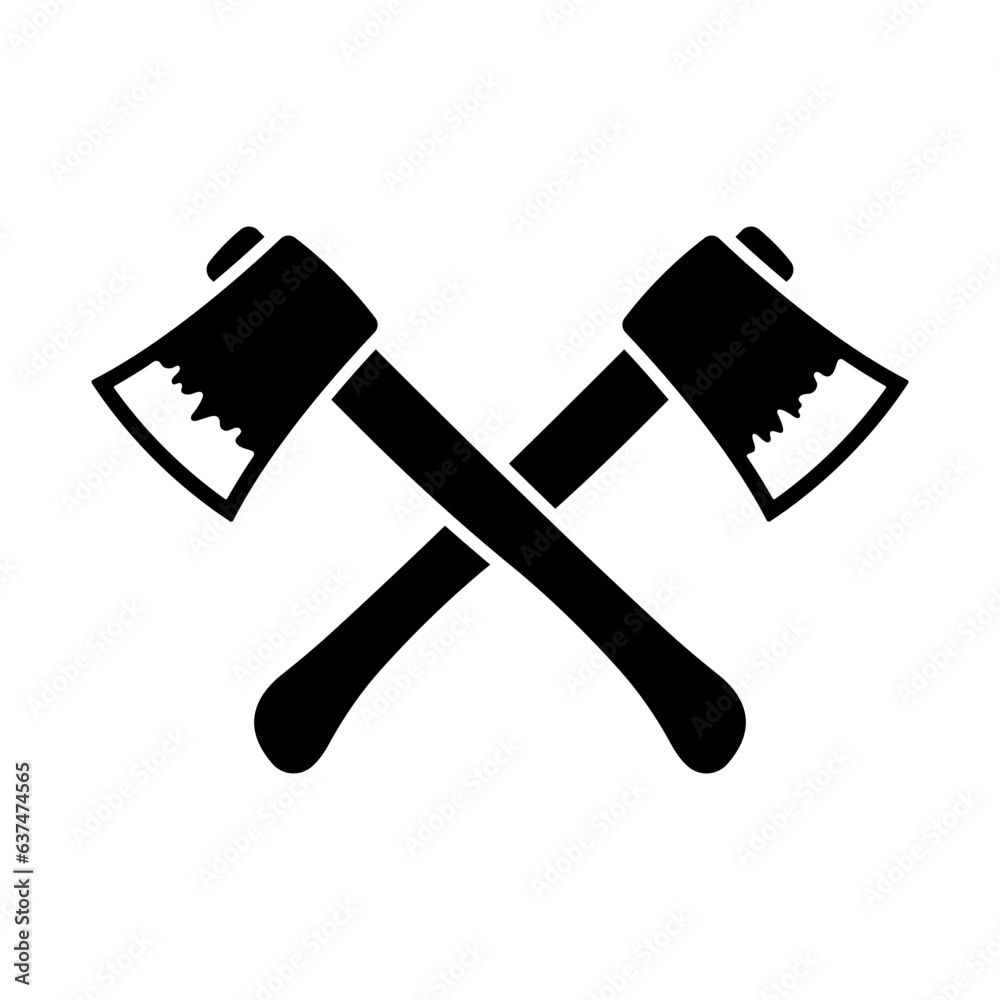 Crossed axes icon. Black silhouette. Front side view. Vector simple ...