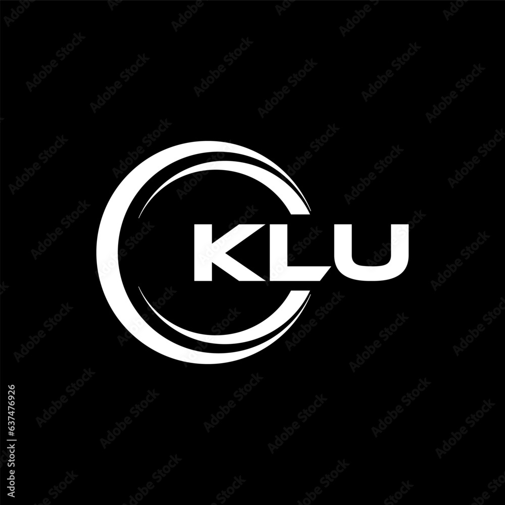 KLU letter logo design with black background in illustrator, cube logo ...