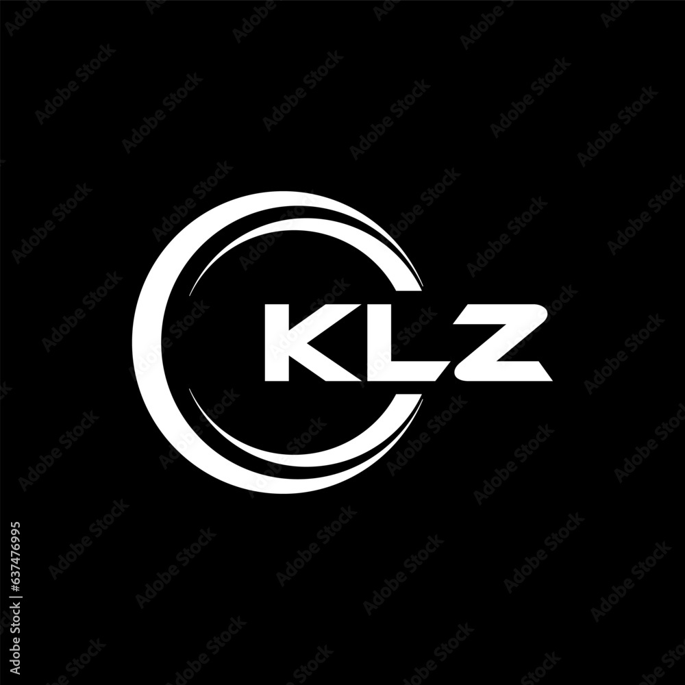 KLZ letter logo design with black background in illustrator, cube logo ...