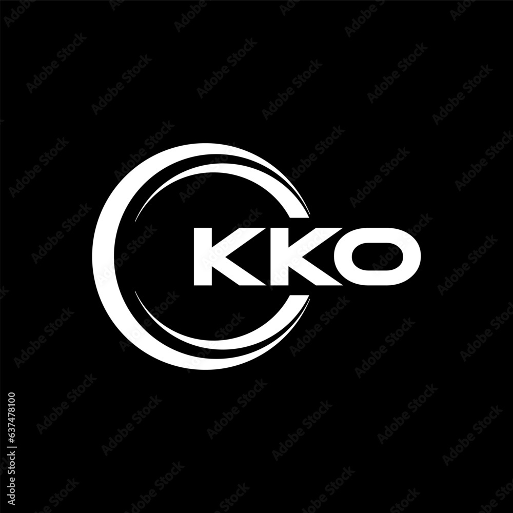 KKO letter logo design with black background in illustrator, cube logo ...
