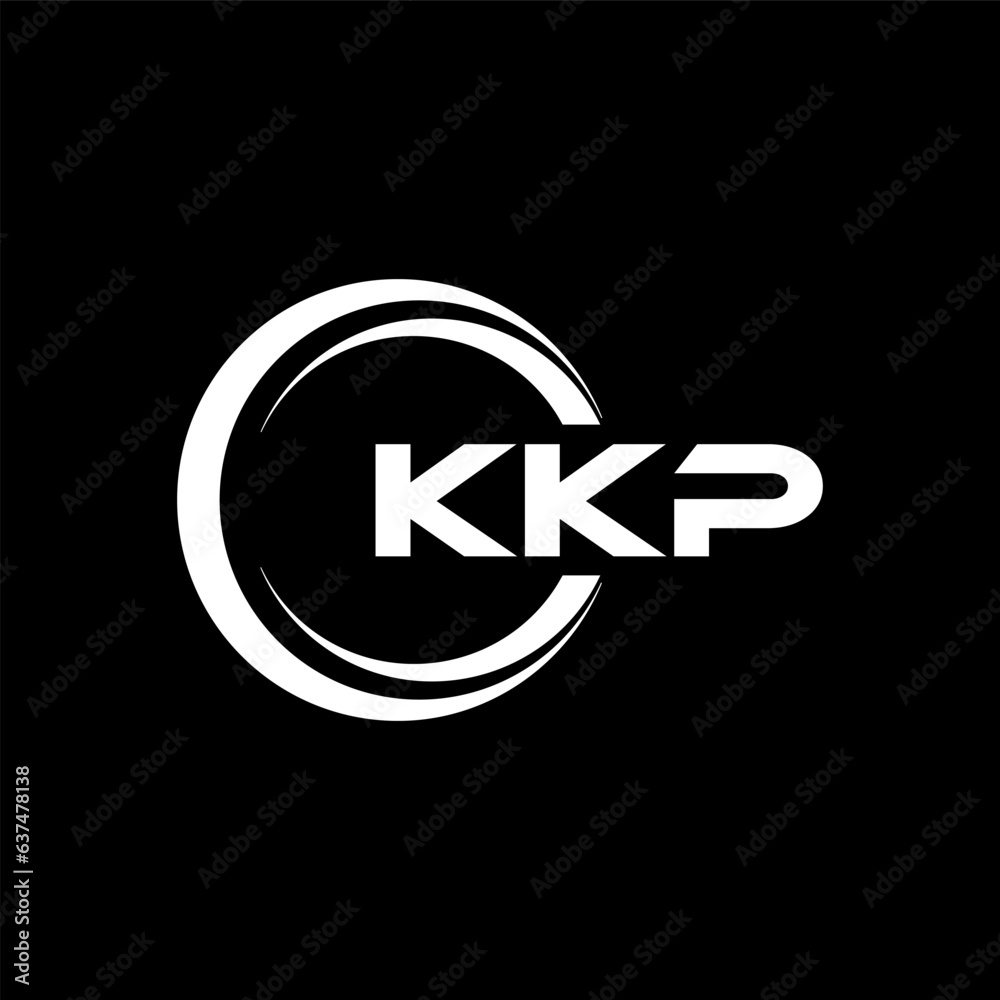 KKP letter logo design with black background in illustrator, cube logo ...
