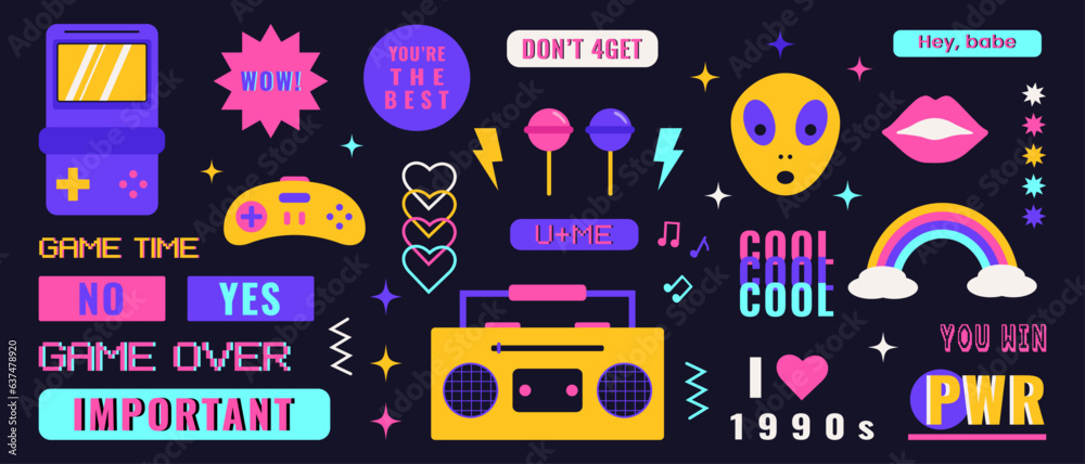 Nostalgia for 1990s -2000s. Y2K. Vector illustration. old aesthetic ...