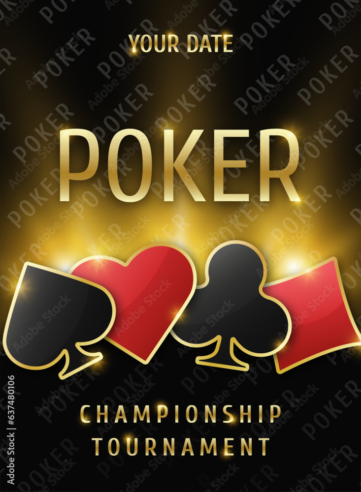 Poker championship tournament banner. Poker logo with suit chips. Clubs ...