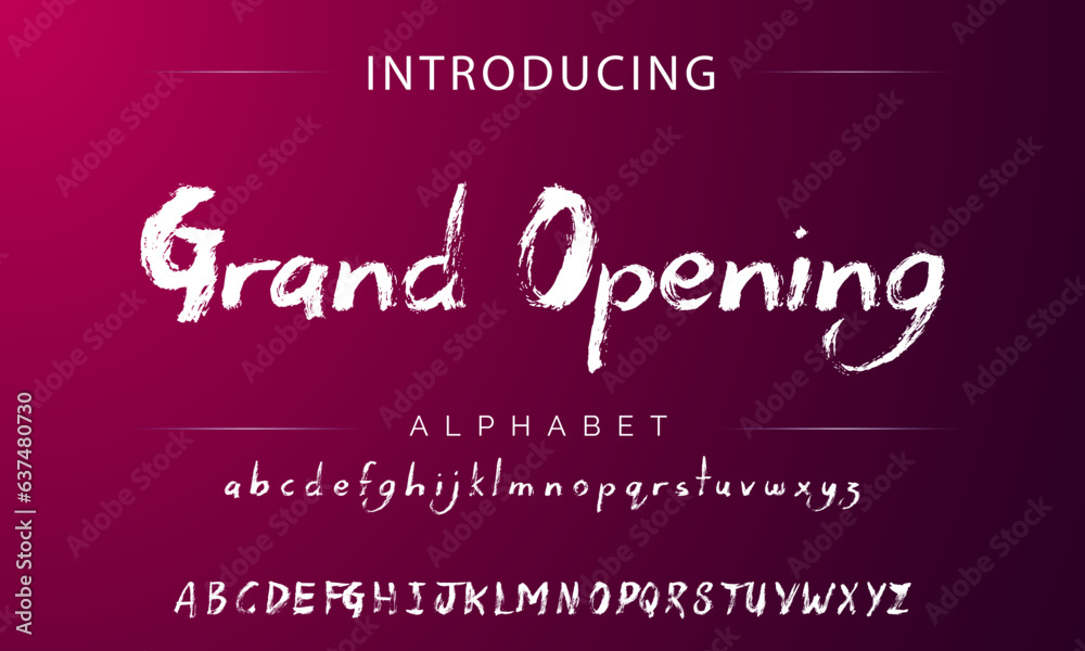 Grand Opening Lettering font isolated on black background. Texture ...