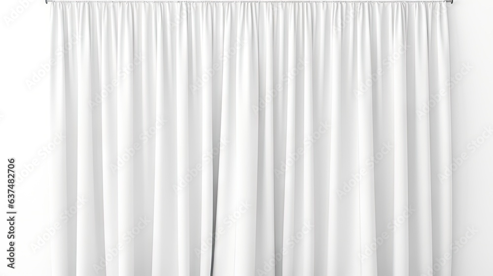 White curtains with a front view isolated on a white background, photo ...