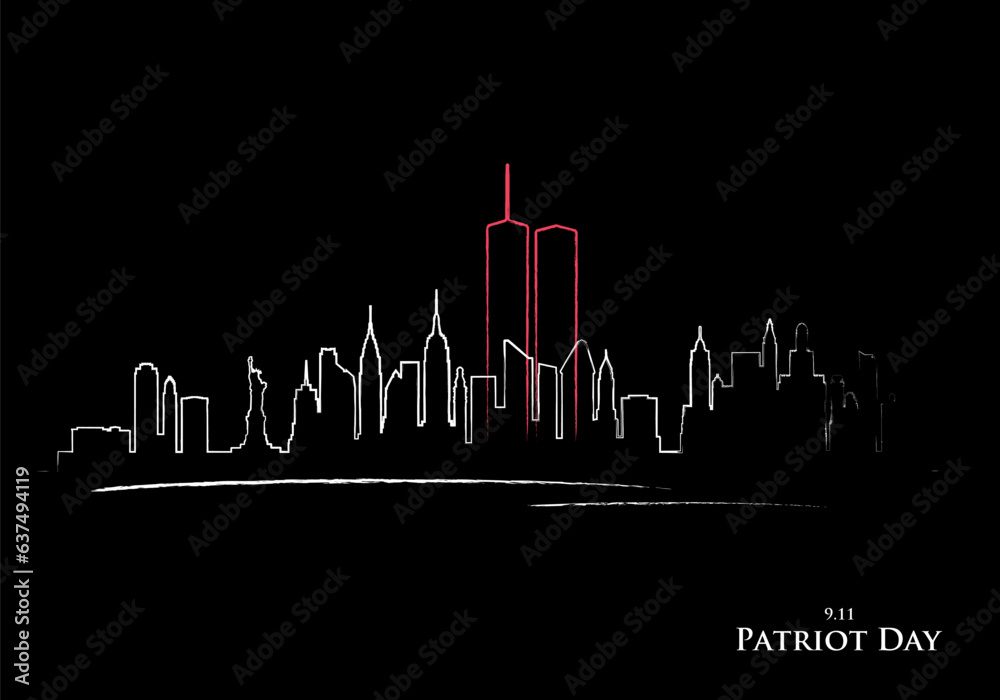 911 Patriot day background. New York skyline and Twin Towers with ...