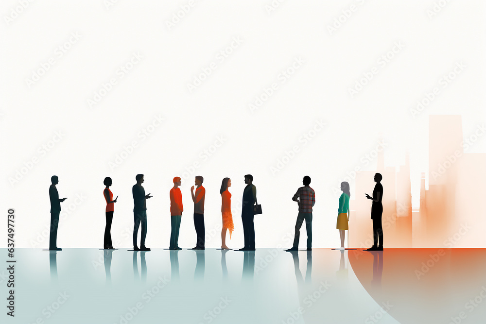 Abstract group of colorful people minimalistic illustration. Mob of ...