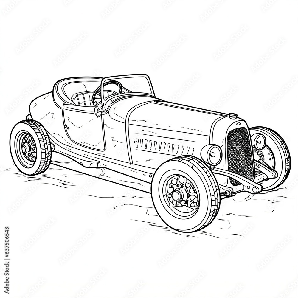 Retro car coloring page for kids. Vintage transportation coloring page ...