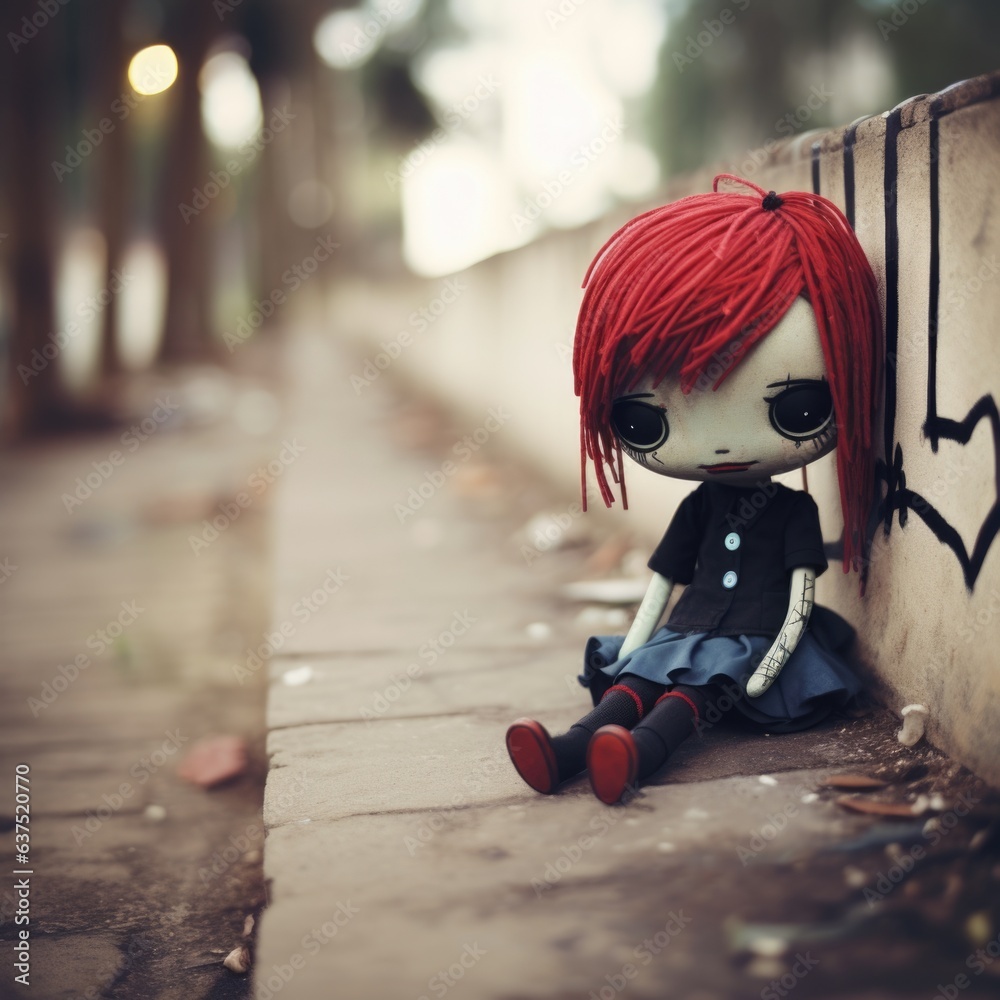 Unusual toy doll with gorgeous vivid red ginger hair that fell into ...