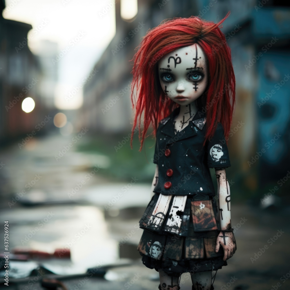 Unusual toy doll with gorgeous vivid red ginger hair that fell into ...