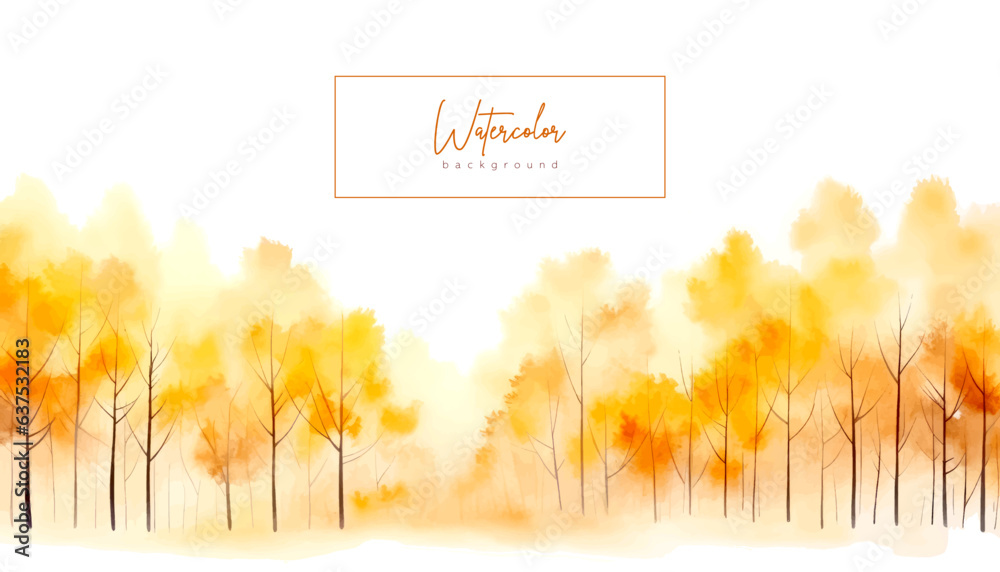 Abstract watercolor background with simply abstract forest trees ...