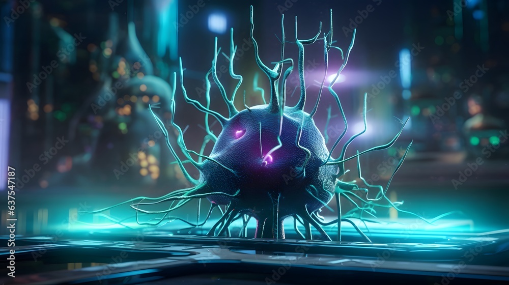 City civilization and neuro cell, urbann neural brain illustration ...