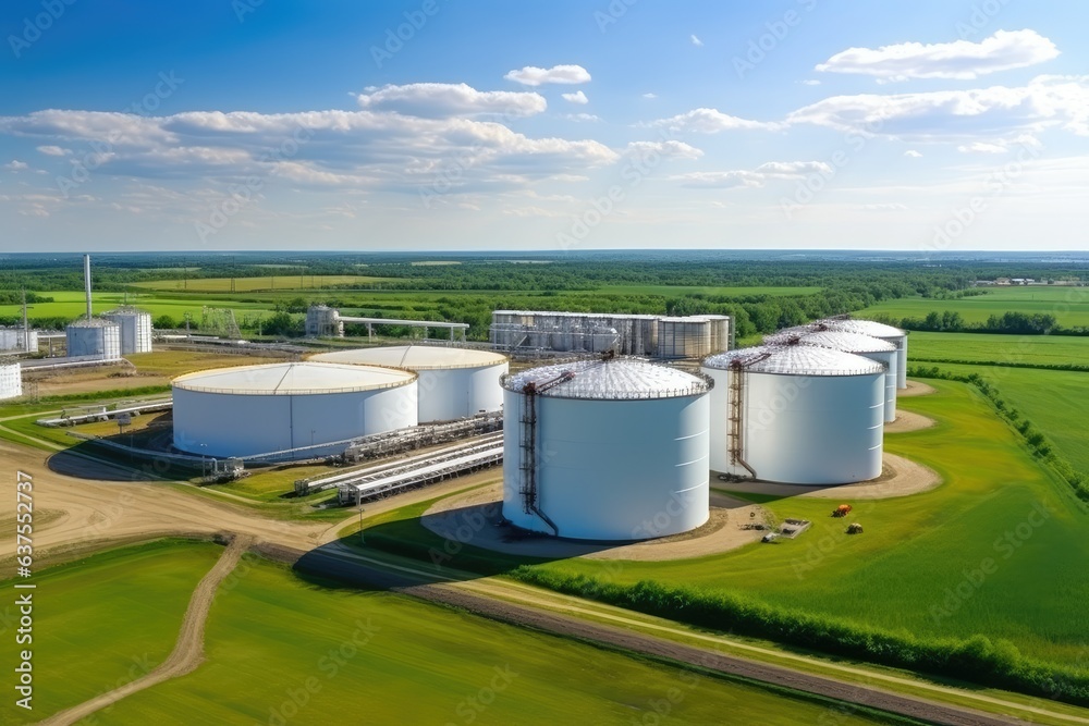 Tank farm with rows of oil storage tanks. Stock Photo | Adobe Stock