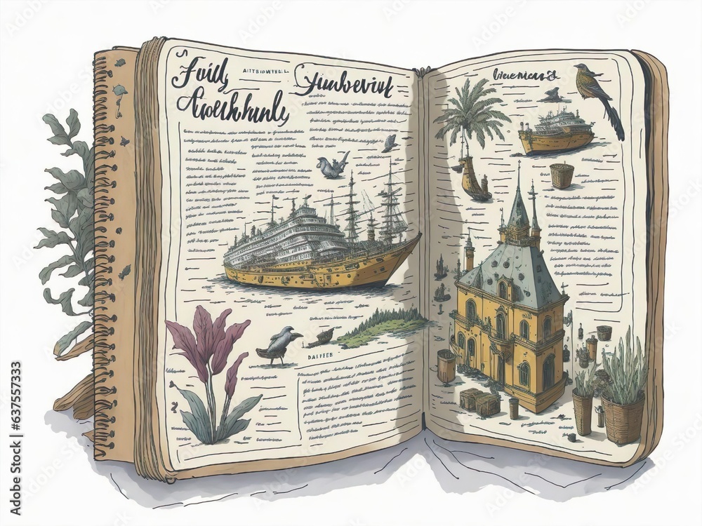 Wanderlust and travel. Hand-drawn World Map: An artistic image of a ...