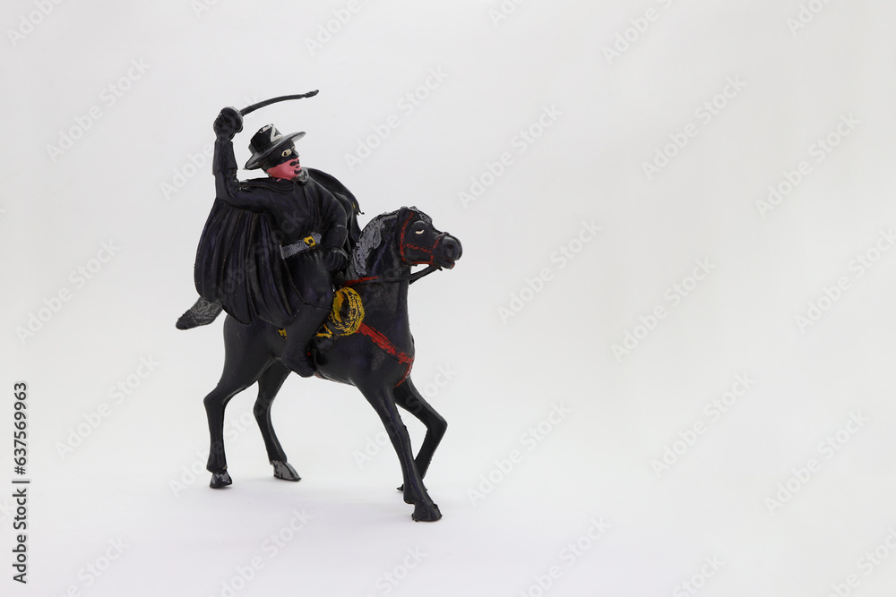 Doll of the character from the television series El Zorro on his black ...