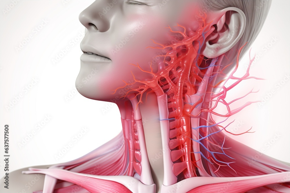 anatomical structure of the cervical spine. Neck pain concept. Stock ...