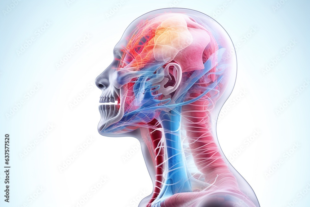 anatomical structure of the cervical spine. Neck pain concept. Stock ...