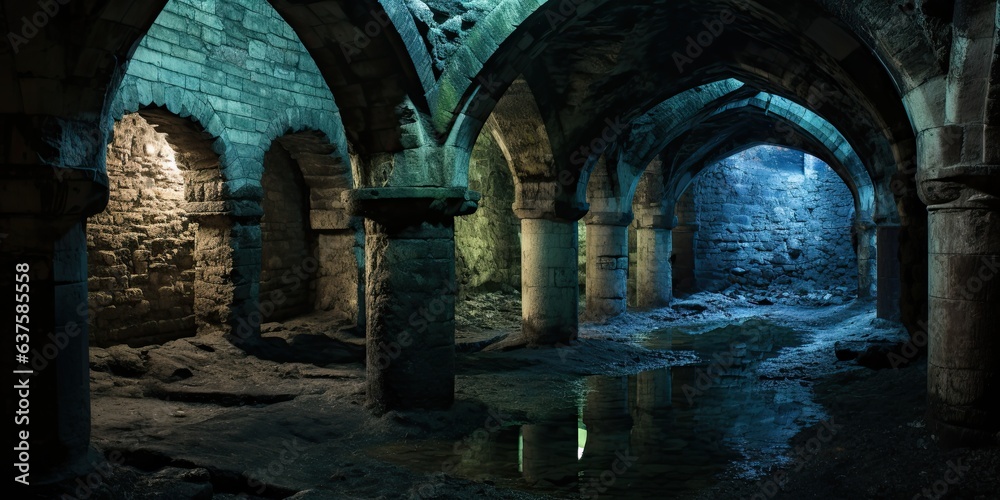 illustration of medieval underground, generative AI Stock Photo | Adobe ...